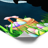 Cute Easter Bunny and Full Moon Happy Easter Poster | Zazzle