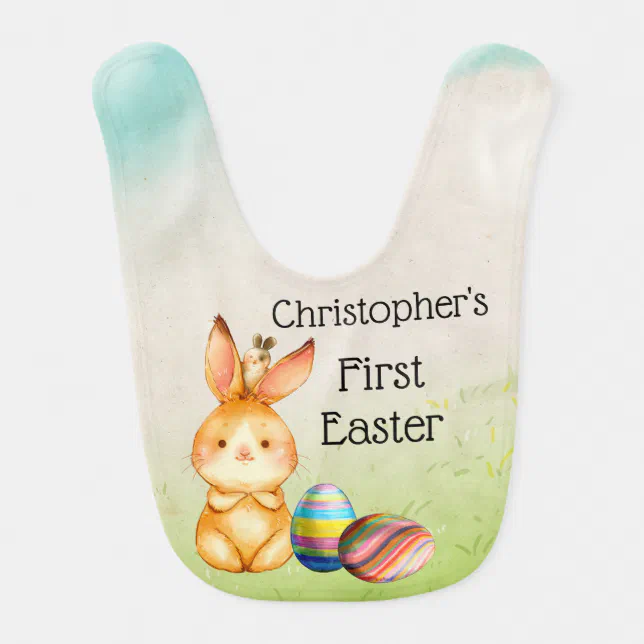 Cute Easter Bunny Baby's First Easter Baby Bib | Zazzle