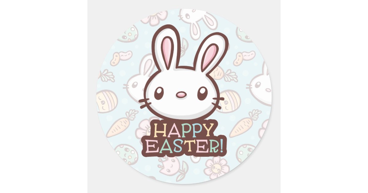 Cute Easter Bunny Classic Round Sticker | Zazzle