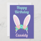 Cute Easter Bunny Ears Custom Happy Birthday Card | Zazzle