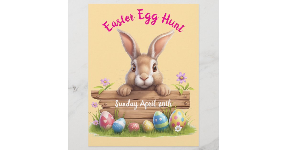 Cute Easter Bunny Easter Egg Hunt editable Flyer | Zazzle