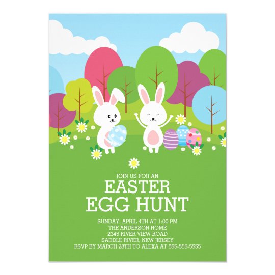 Cute Easter Bunny Egg Hunt Easter Party Invitation | Zazzle.com