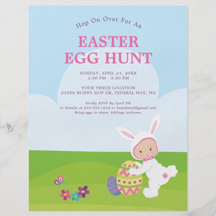 Cute Easter Bunny Egg Hunt Party Flyer | Zazzle.com