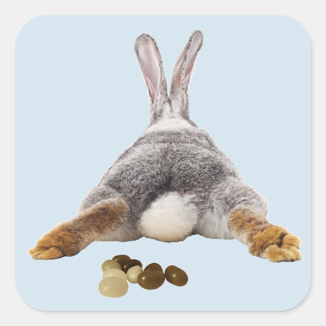 Cute Easter Bunny Poop Jelly Beans Square Sticker | Zazzle