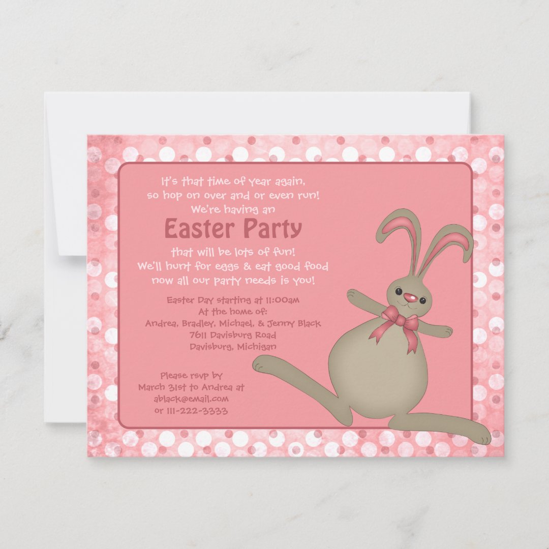 Cute Easter Bunny Rabbit Easter Party Invitations | Zazzle