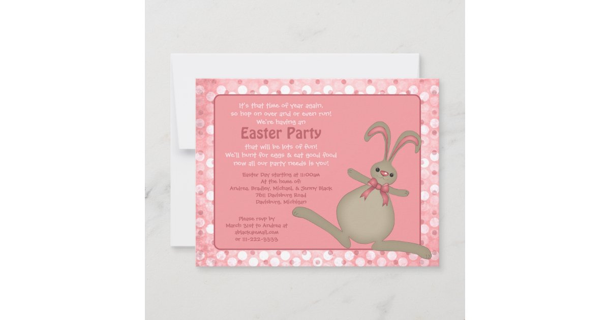 Cute Easter Bunny Rabbit Easter Party Invitations | Zazzle