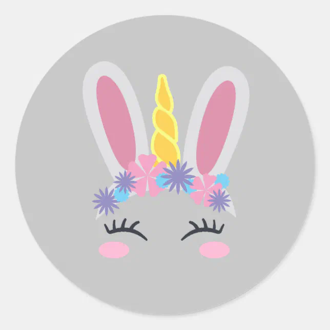 Cute Easter Bunny Unicorn Face Stickers | Zazzle