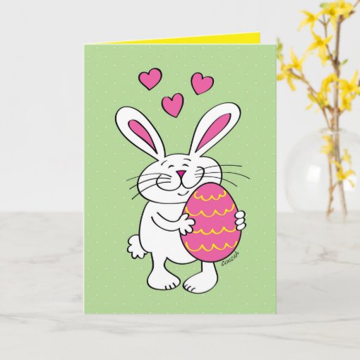 Cute Easter Bunny With Eggstra Special Easter Egg Card | Zazzle