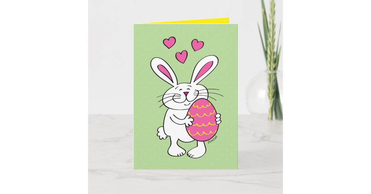 Cute Easter Bunny With Eggstra Special Easter Egg Card | Zazzle