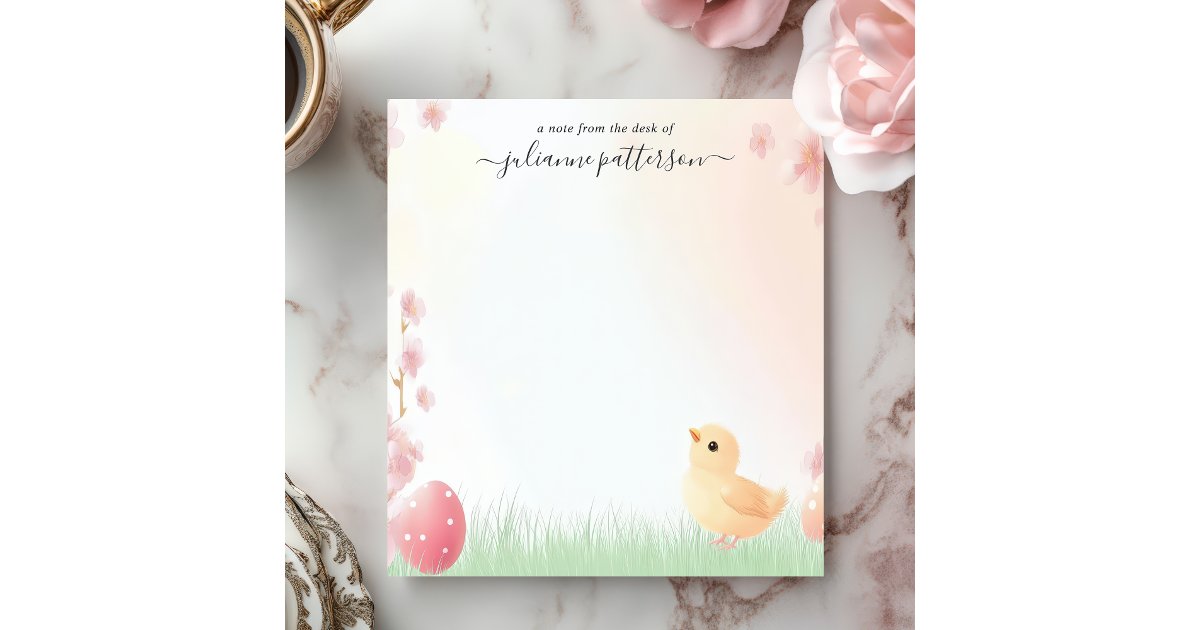 Cute Easter Chick Spring Blossom Personalized Name Notepad | Zazzle