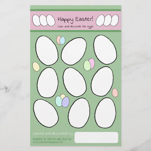 Cute Easter Egg Coloring Page Decorating Activity | Zazzle