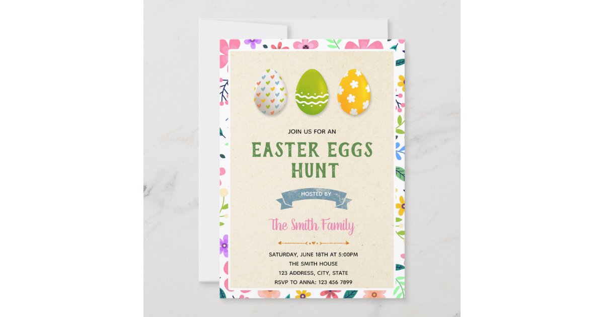 Cute easter eggs party invitation | Zazzle