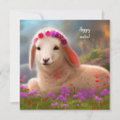 Cute easter lamb with flowers - easter card | Zazzle