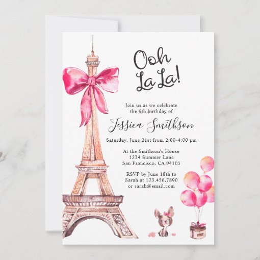 Cute Eiffel Tower Paris Birthday Invitations | Zazzle