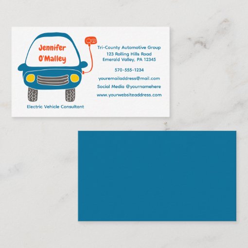 Cute Electric Vehicle, Rideshare Car Driver Custom Business Card | Zazzle