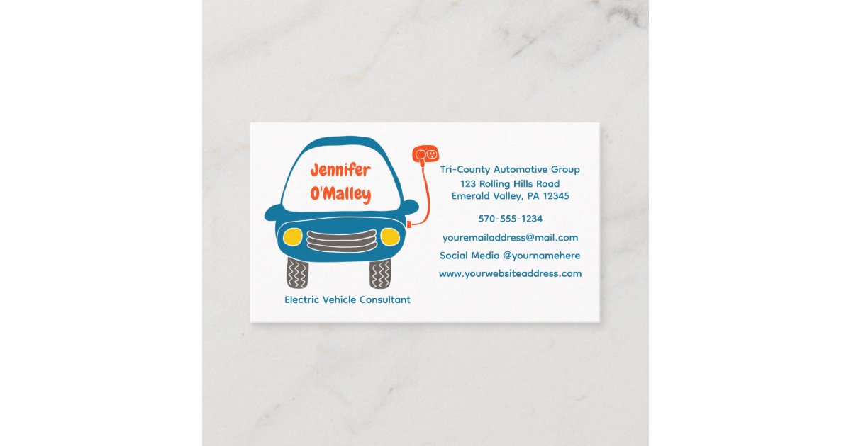 Cute Electric Vehicle, Rideshare Car Driver Custom Business Card | Zazzle