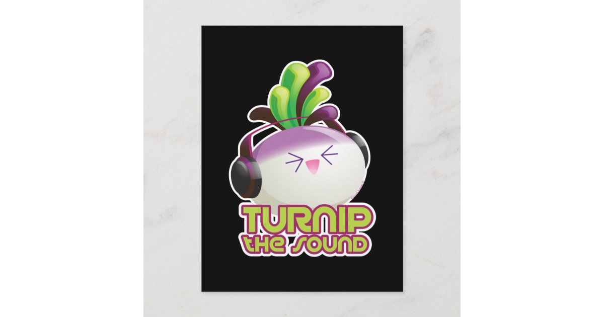 Cute Electronic Dance Music Turnip Pun Postcard | Zazzle