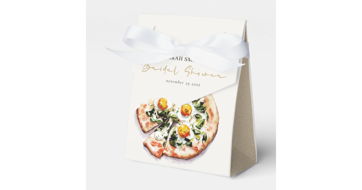 Cute Elegant Egg Basil Pizza Bridal Shower Party Favor Boxes | Zazzle