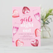 Cute Elegant Pink Birthday Girls Night Out Party Invitation | Zazzle