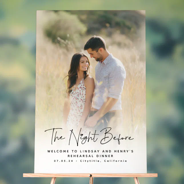 Cute Elegant Rehearsal Dinner Photo Welcome Sign | Zazzle