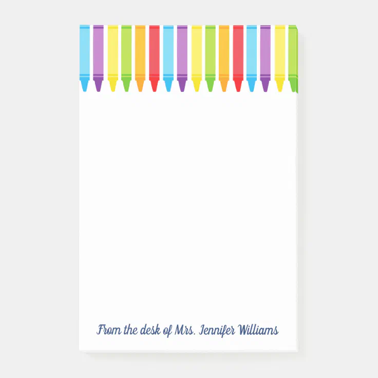 Cute Elementary School Teacher Crayon Custom Post-it Notes | Zazzle