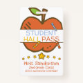 Cute Elementary Student Hall Pass w Crayons Apple Badge | Zazzle