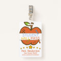Cute Elementary Student Hall Pass w Crayons Apple Badge | Zazzle