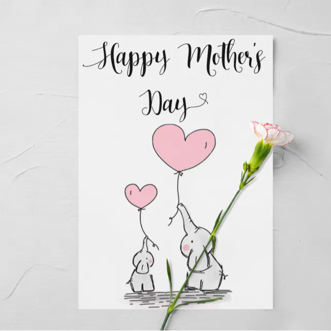 Cute Elephant and Baby Mother's Day Card | Zazzle