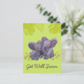 Cute Elephant and Encouragement Get Well Green Pos Postcard | Zazzle