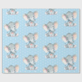 Cute Elephant Baby Boy Blue and Gray Wrapping Paper | Zazzle