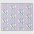 Cute Elephant Baby Girl Purple and Gray Wrapping Paper | Zazzle