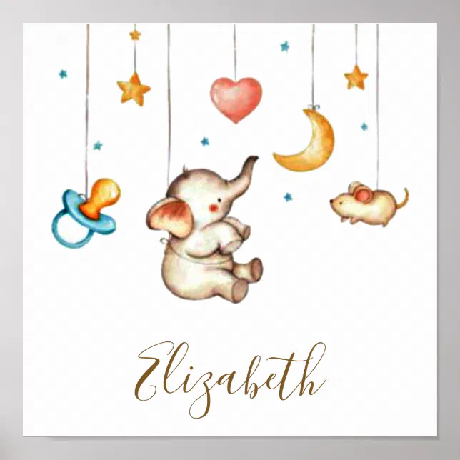 Cute Elephant baby Poster | Zazzle