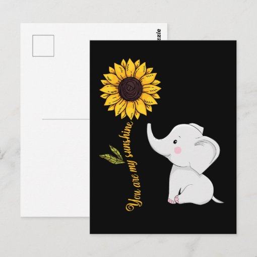 Cute Elephant Baby Sunflower Sunshine Postcard | Zazzle
