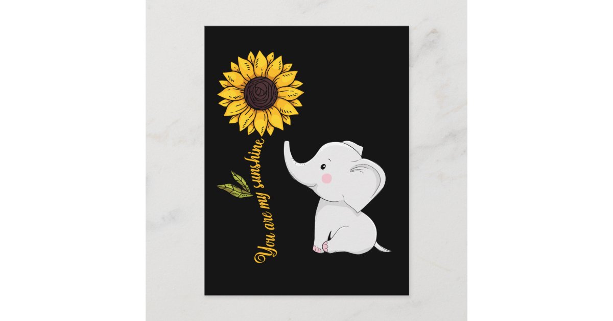 Cute Elephant Baby Sunflower Sunshine Postcard | Zazzle