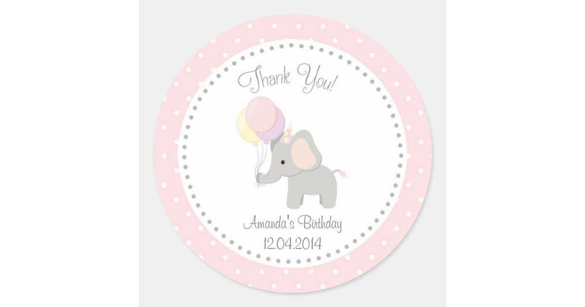 Cute Elephant Birthday Sticker | Zazzle