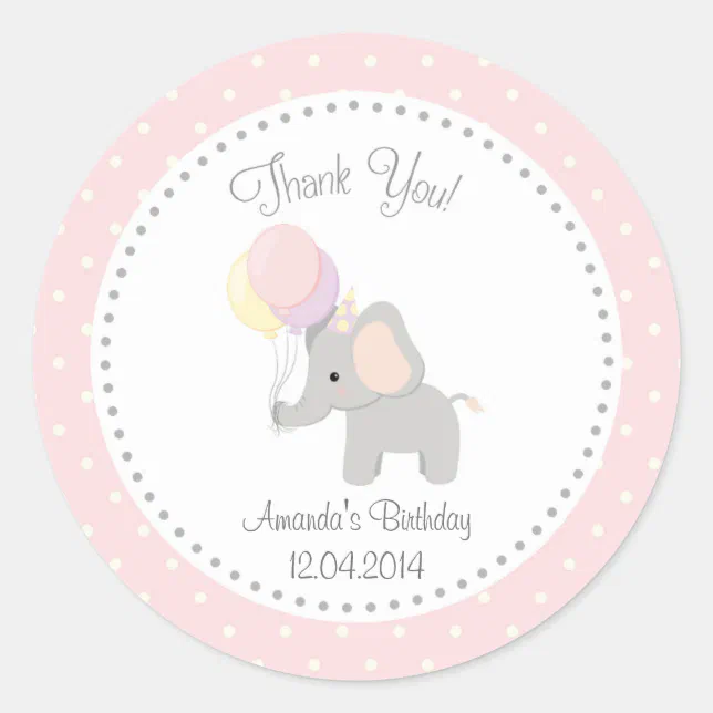 Cute Elephant Birthday Sticker | Zazzle