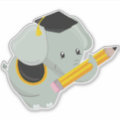 Cute Elephant, Graduation Elephant, School, Pencil Sticker | Zazzle