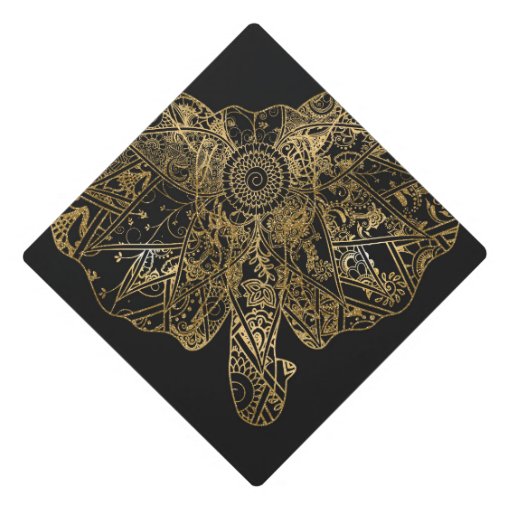 Cute Elephant hand drawn Henna floral Graduation Cap Topper | Zazzle