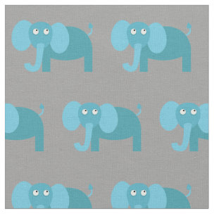 Cute grey baby elephant pattern fabric DIY textile | Zazzle