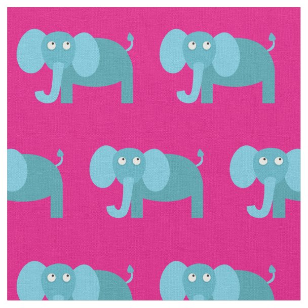 Cute Pink Baby Elephant with Polka Dot Ear Pattern Fabric | Zazzle