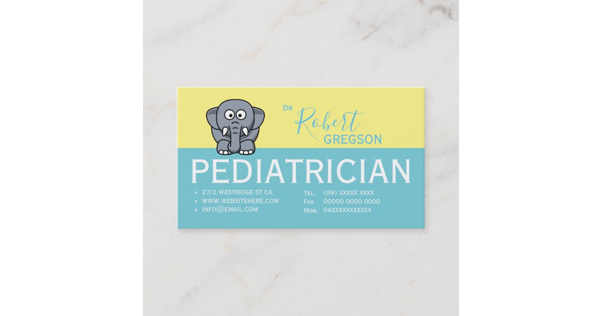 Cute Elephant Pediatrician Appointment Card | Zazzle