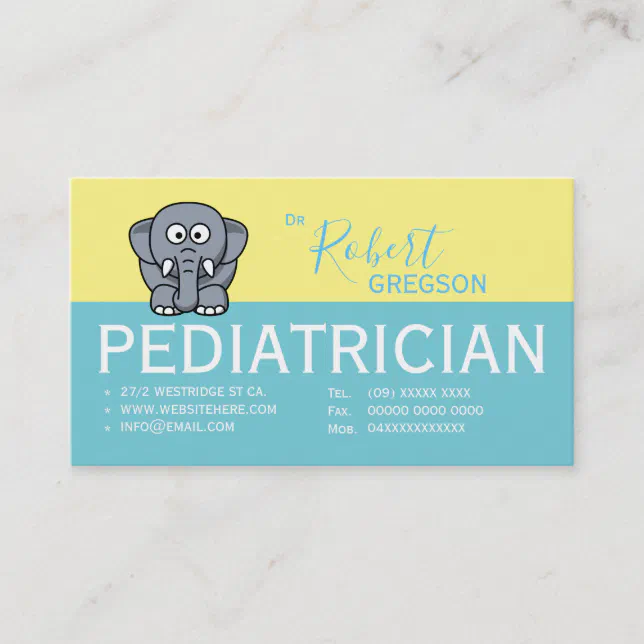 Cute Elephant Pediatrician Appointment Card | Zazzle
