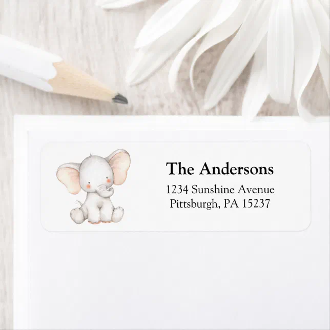 Cute Elephant Return Address Label | Zazzle