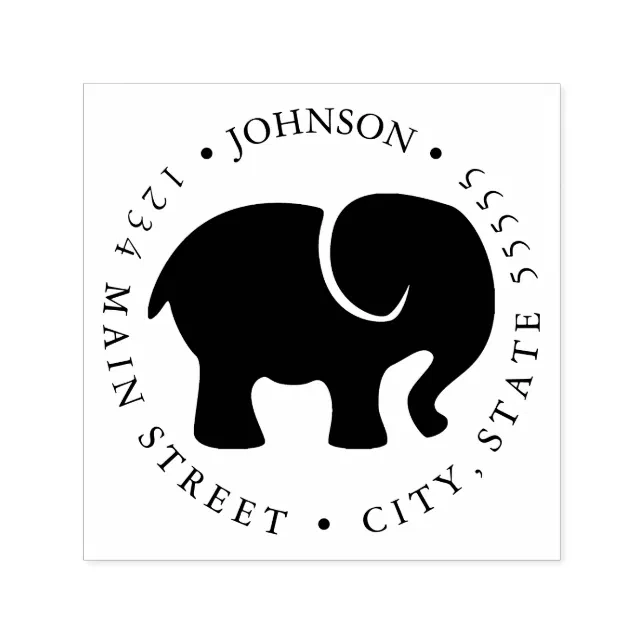 Cute Elephant Silhouette Return Label Self-inking Stamp | Zazzle