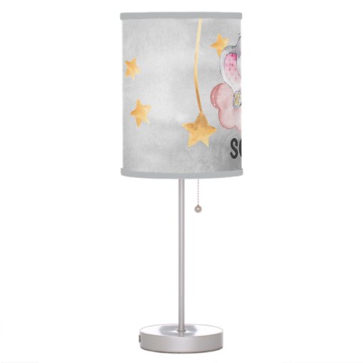 Cute Elephant Twinkle Sweet Dreams Girl Nursery Table Lamp | Zazzle