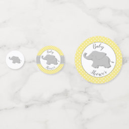 Cute Elephant Yellow Polka Dot Baby Shower Confetti | Zazzle