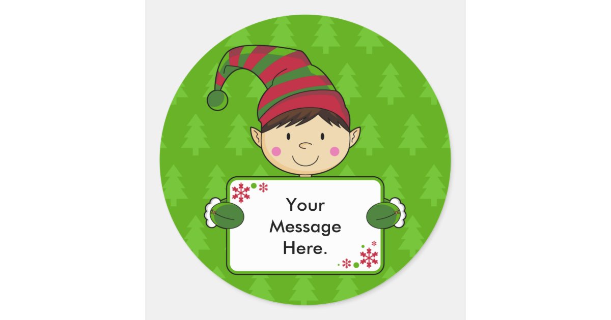 Cute Elf Christmas Gift Tag Sticker | Zazzle