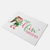 Cute Elf Merry Elfin Christmas Doormat | Zazzle