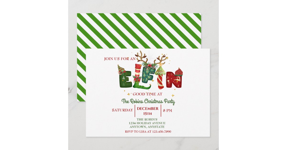 Cute Elfin' Christmas Holiday Party Invitation | Zazzle