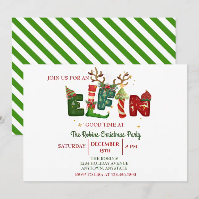 Cute Elfin' Christmas Holiday Party Invitation | Zazzle